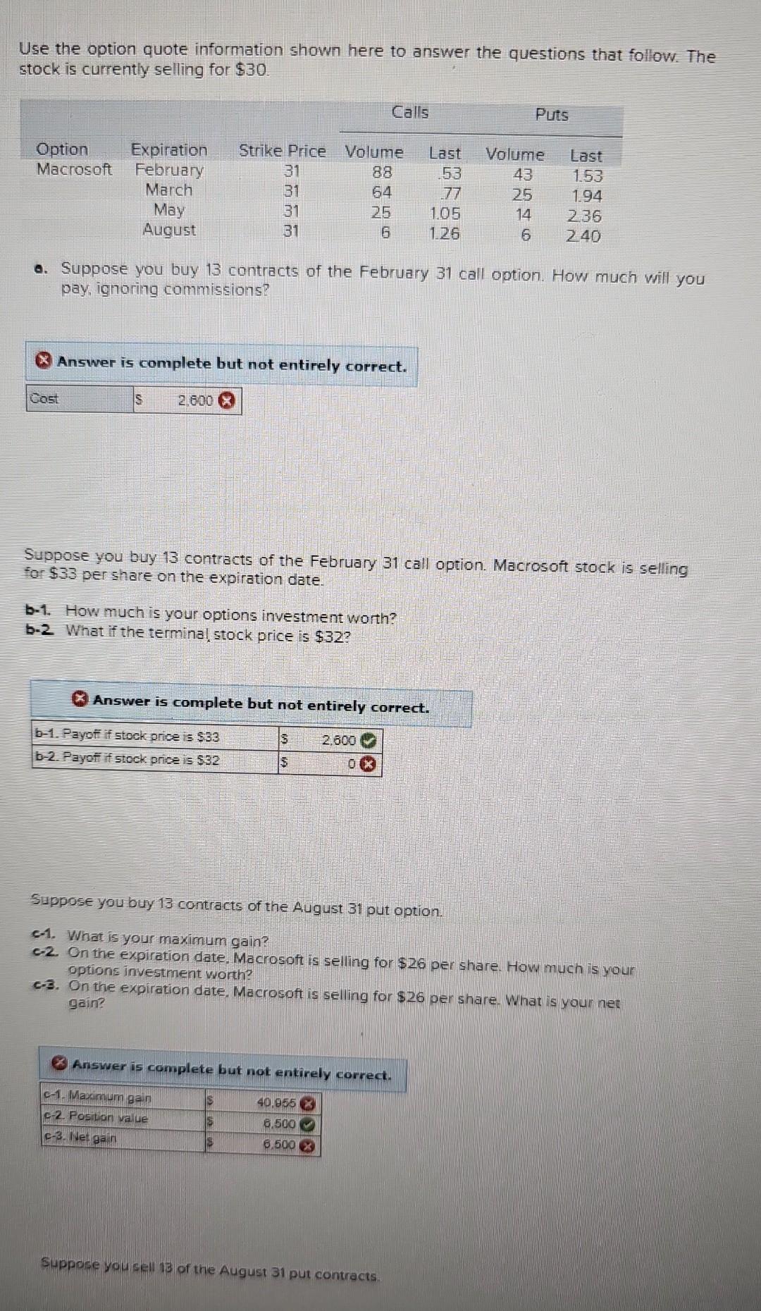 Solved Use the option quote information shown here to answer | Chegg.com