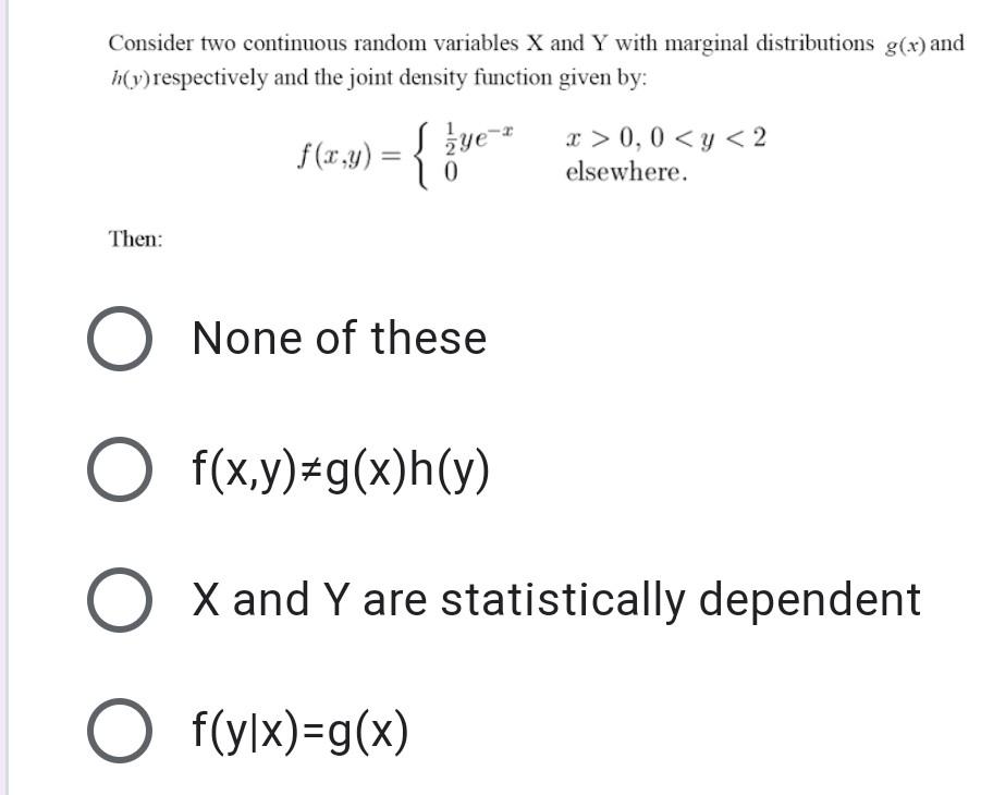 Solved Consider two continuous random variables X and Y with | Chegg.com