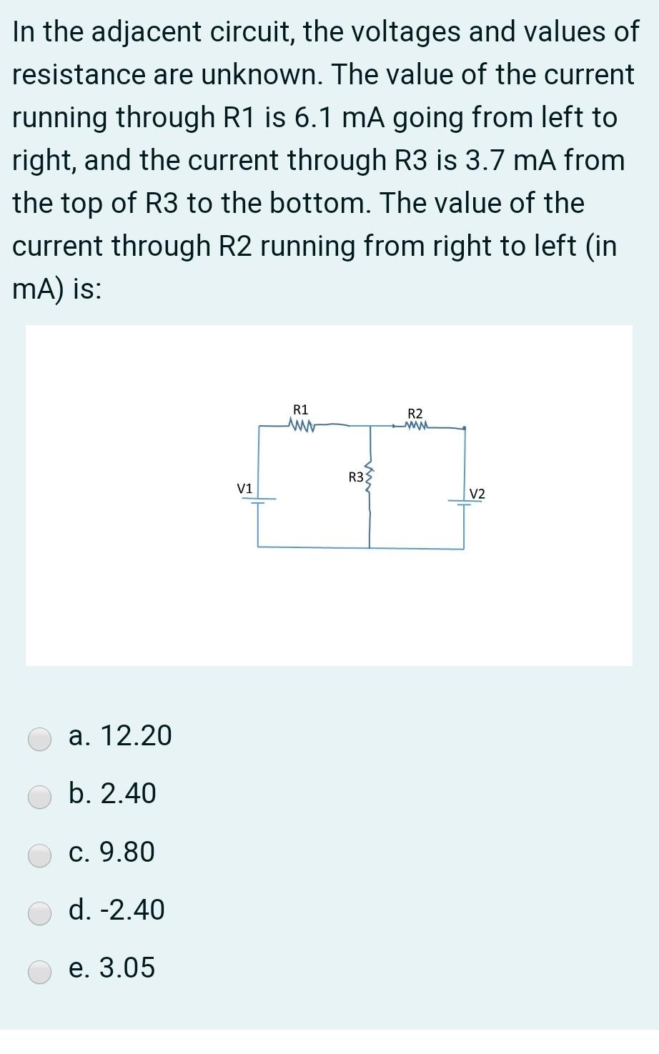 Solved In the adjacent circuit, the voltages and values of | Chegg.com