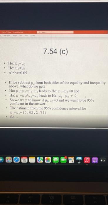 Solved 754 C If We Want To Do A Two Sided Hypothesis Test 6431