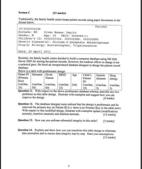 Solved Section C (33 marks) Traditionally, the family | Chegg.com