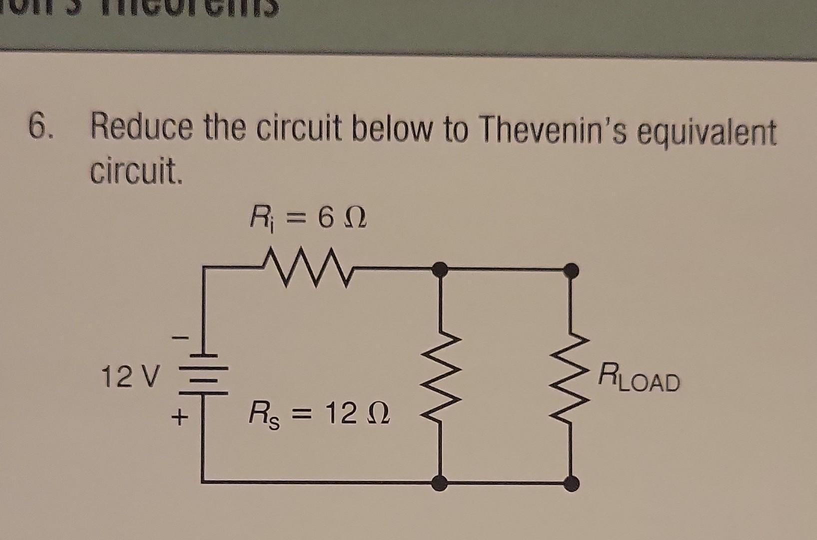 Solved Reduce the circuit below to Thevenin's equivalent | Chegg.com