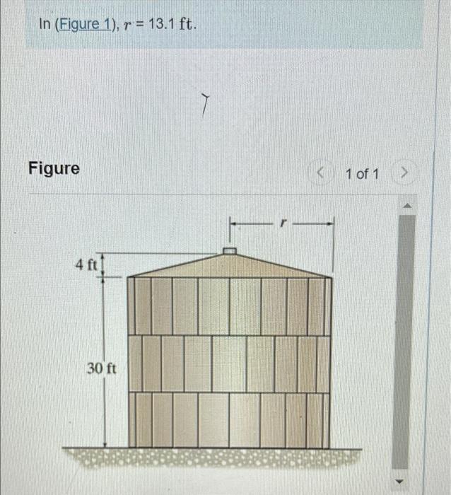 Solved In (Figure 1), r= 13.1 ft. Figure 4ft1 30 ft T r