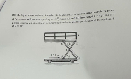 Q1: The figure shows a scissor lift used to lift the | Chegg.com