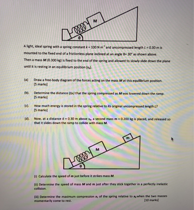 Solved 1 11 . A light, ideal spring with a spring constant k | Chegg.com
