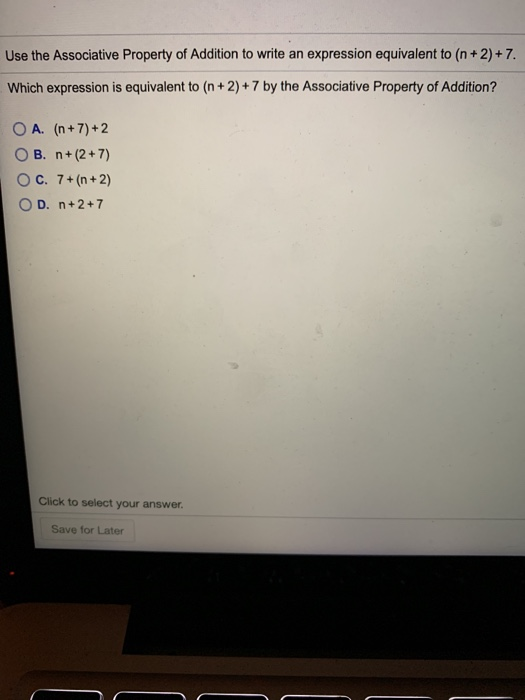 Solved Use the Associative Property of Addition to write an | Chegg.com