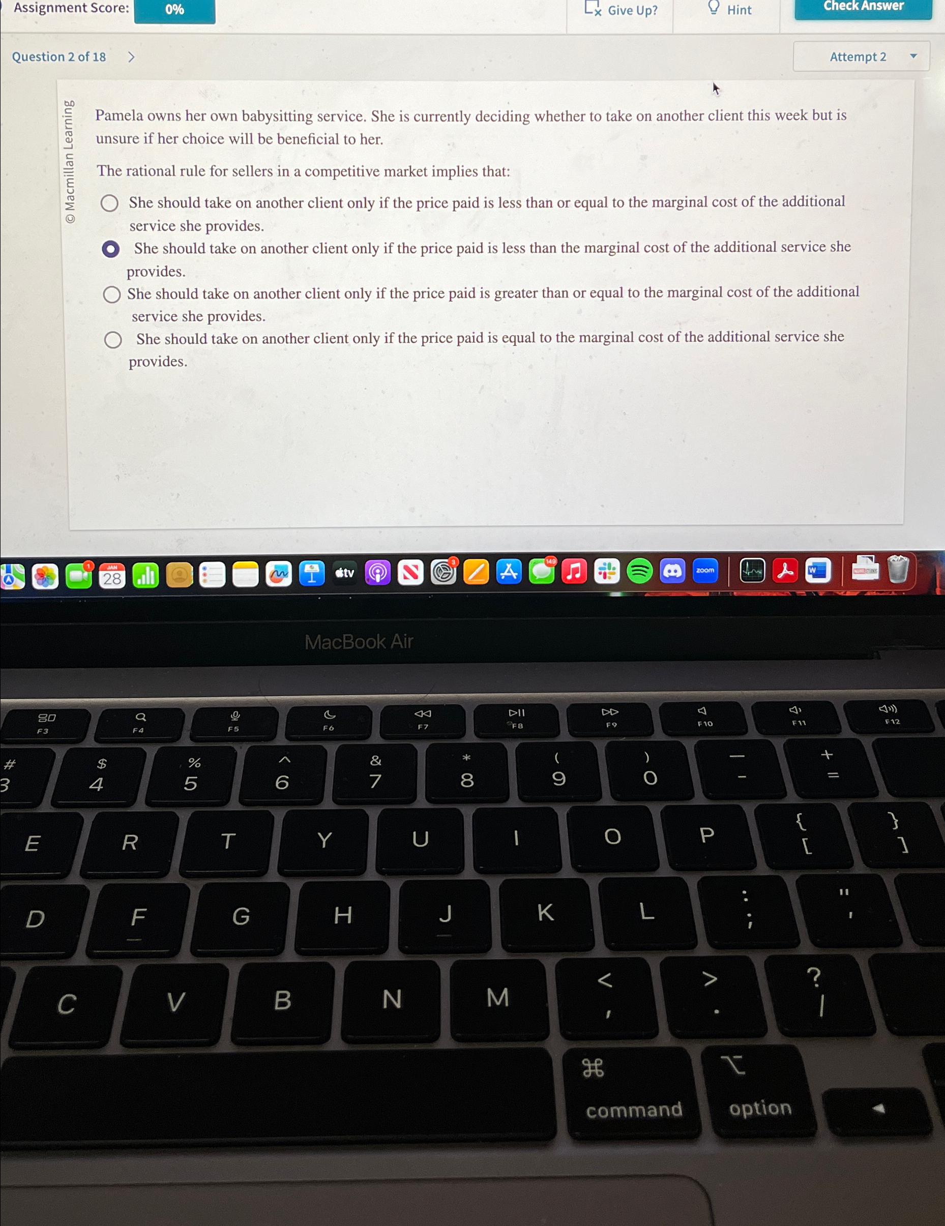 Solved Assignment Score:Give Up?HintQuestion 2 ﻿of 18Attempt | Chegg.com