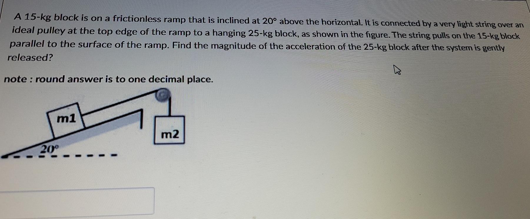 Solved A 15-kg block is on a frictionless ramp that is | Chegg.com