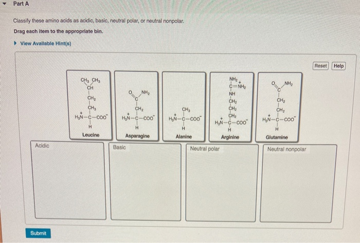 Solved Part A Classify these amino acids as acidic, basic, | Chegg.com