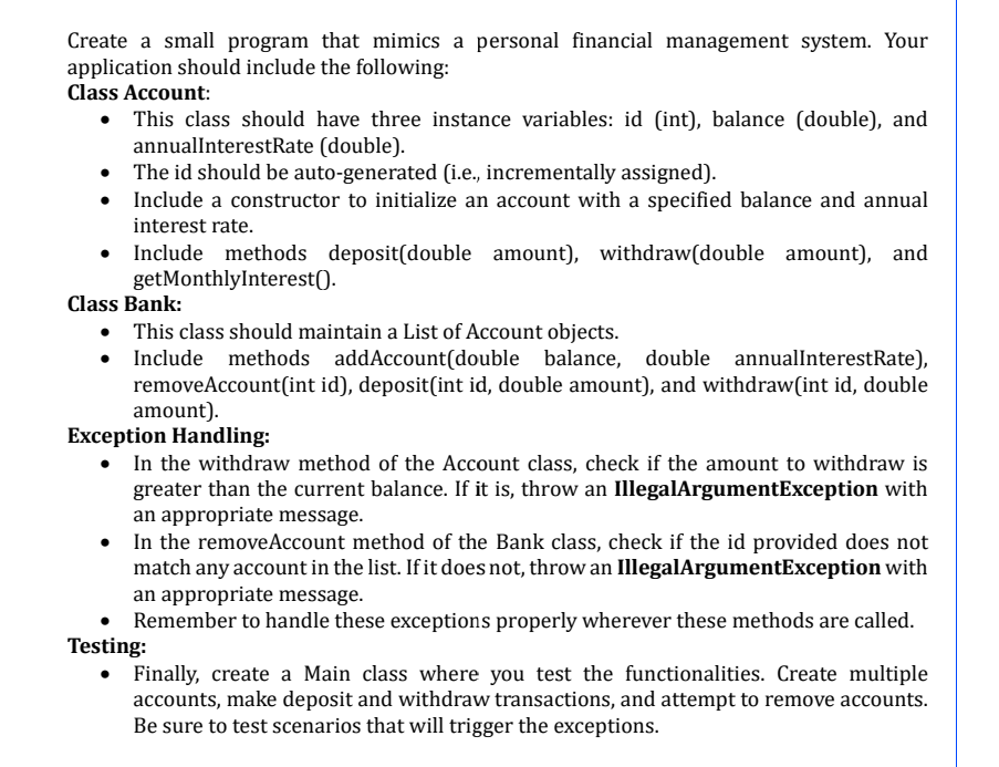 Solved Create a small program that mimics a personal | Chegg.com