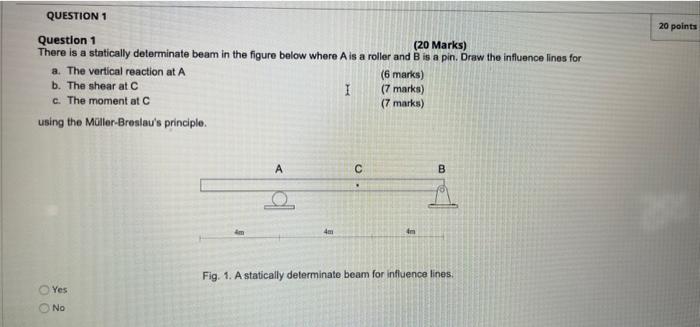Solved Question 1 (20 Marks) There is a statically | Chegg.com