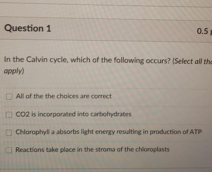 Solved in the Calvin cycle which of the following | Chegg.com
