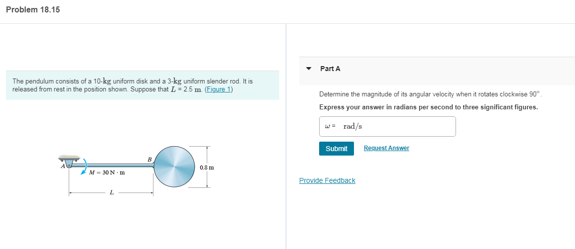 Solved Problem 18.15 ﻿The pendulum consists of a | Chegg.com