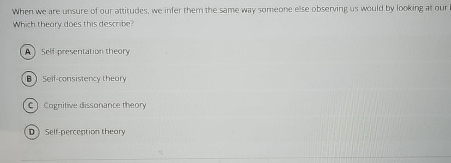 Solved When we are unsure of our attitudes, we infer them | Chegg.com