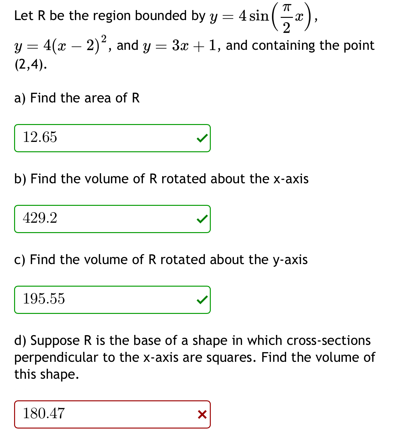 Can you solve Let R be the region bounded by | Chegg.com