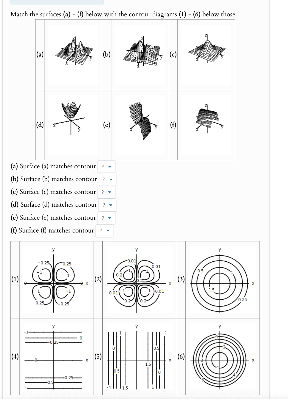 Solved by an EXPERT Match the surfaces (a) - (f) ﻿below with the ...