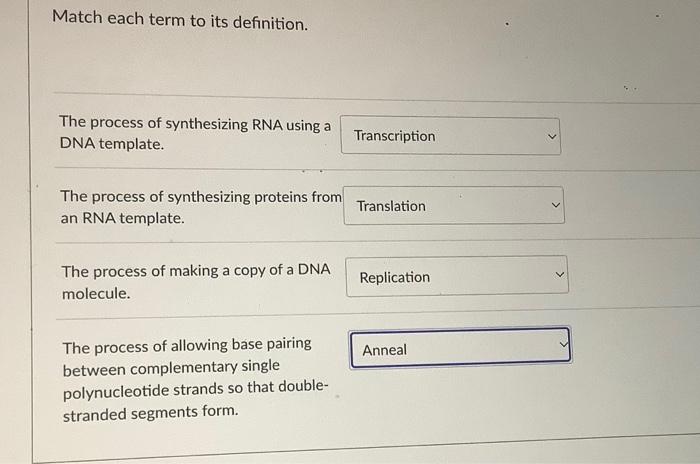 Solved Match each term to its definition. The process of | Chegg.com