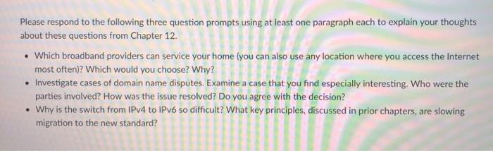 Solved Please respond to the following three question | Chegg.com