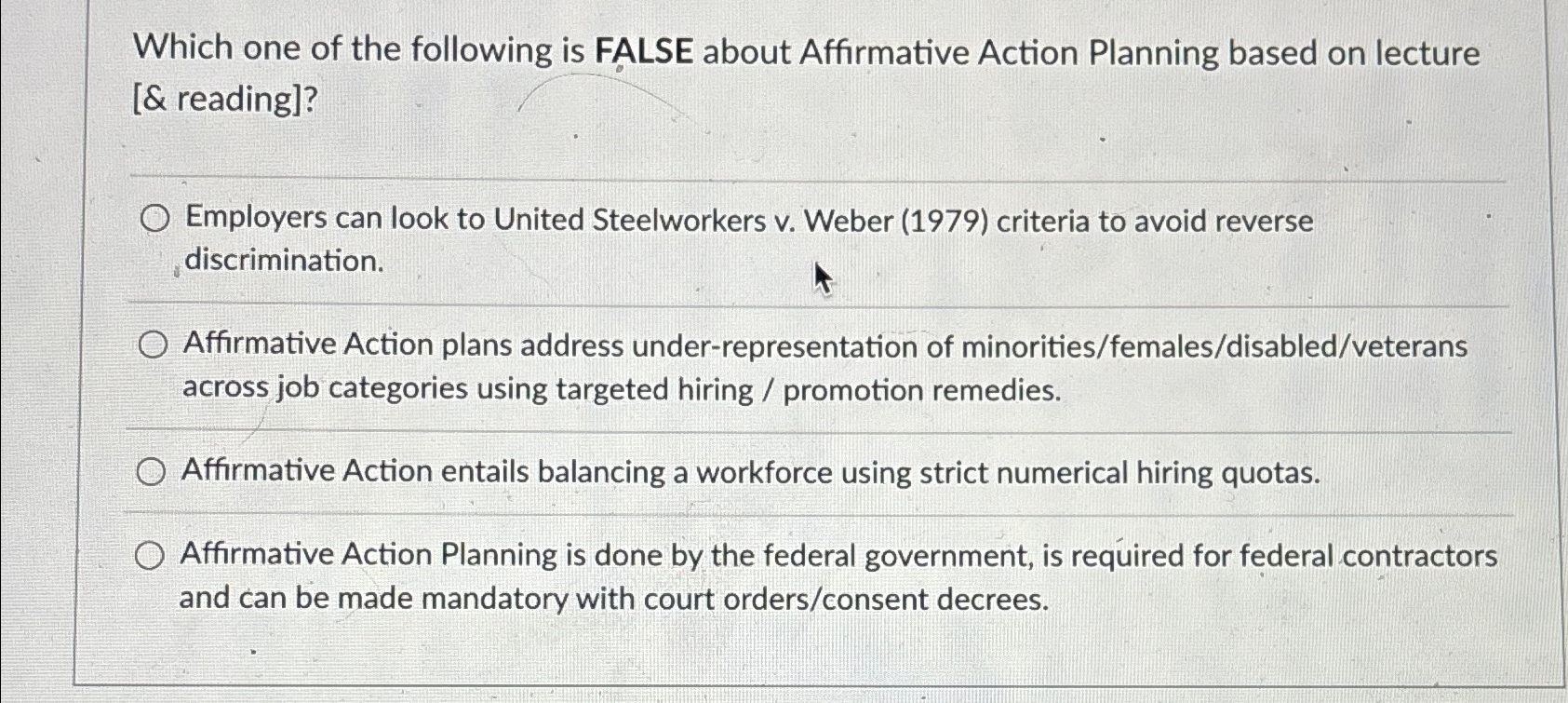 Solved Which one of the following is FALSE about Affirmative | Chegg.com