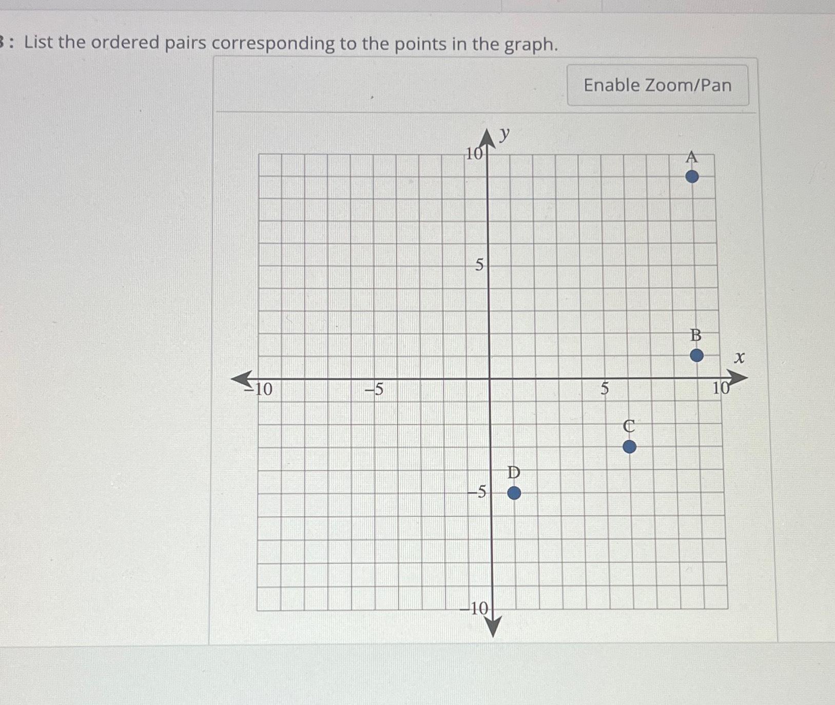 Solved List the ordered pairs corresponding to the points in | Chegg.com