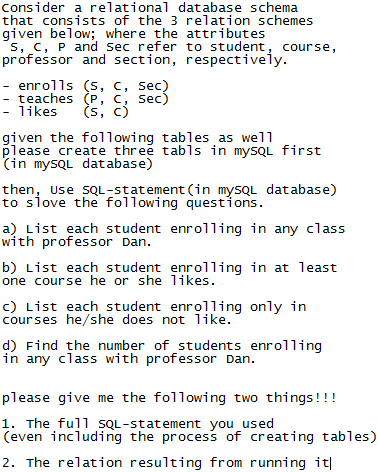 consider a relational database schema that consists | Chegg.com