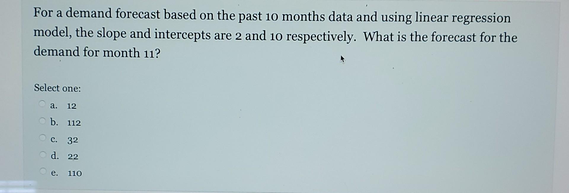 Solved For a demand forecast based on the past 10 months | Chegg.com