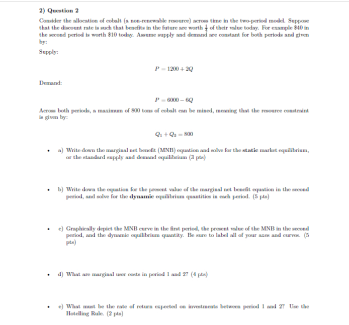 Solved 2) ﻿Question 2Consider the allocation of cobalt (a | Chegg.com