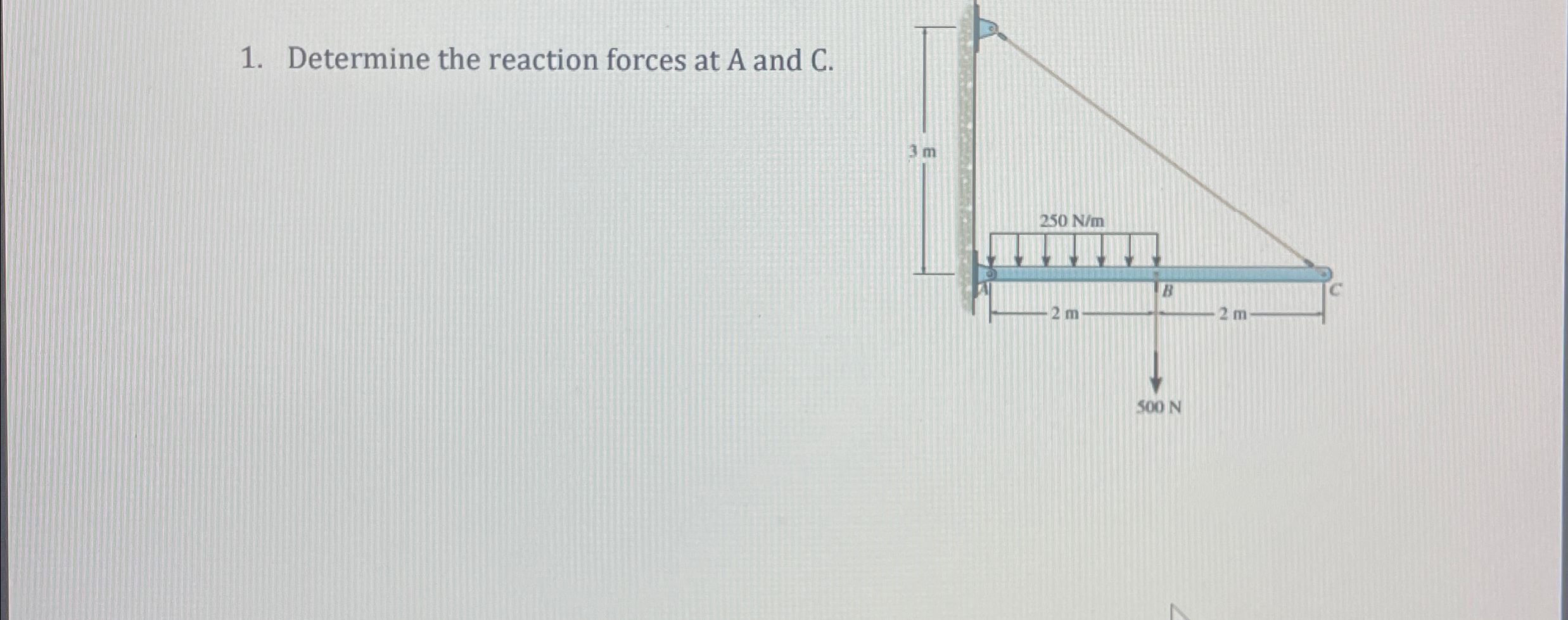 Solved Determine the reaction forces at A and C. | Chegg.com