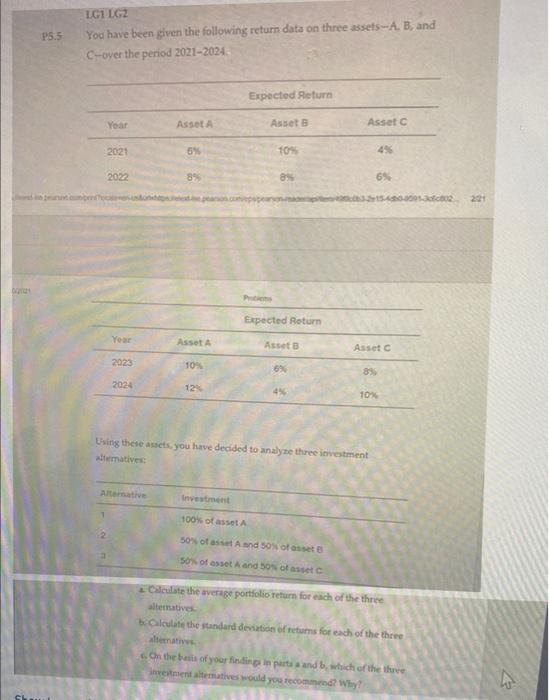 Solved Q5.5. You have been given the following return data | Chegg.com
