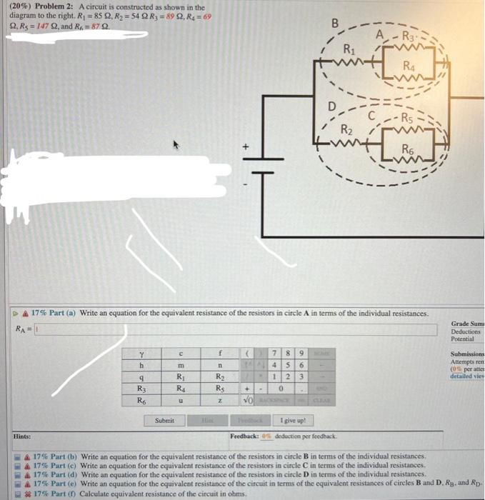 Solved (20%) Problem 2: A circuit is constructed as shown in | Chegg.com