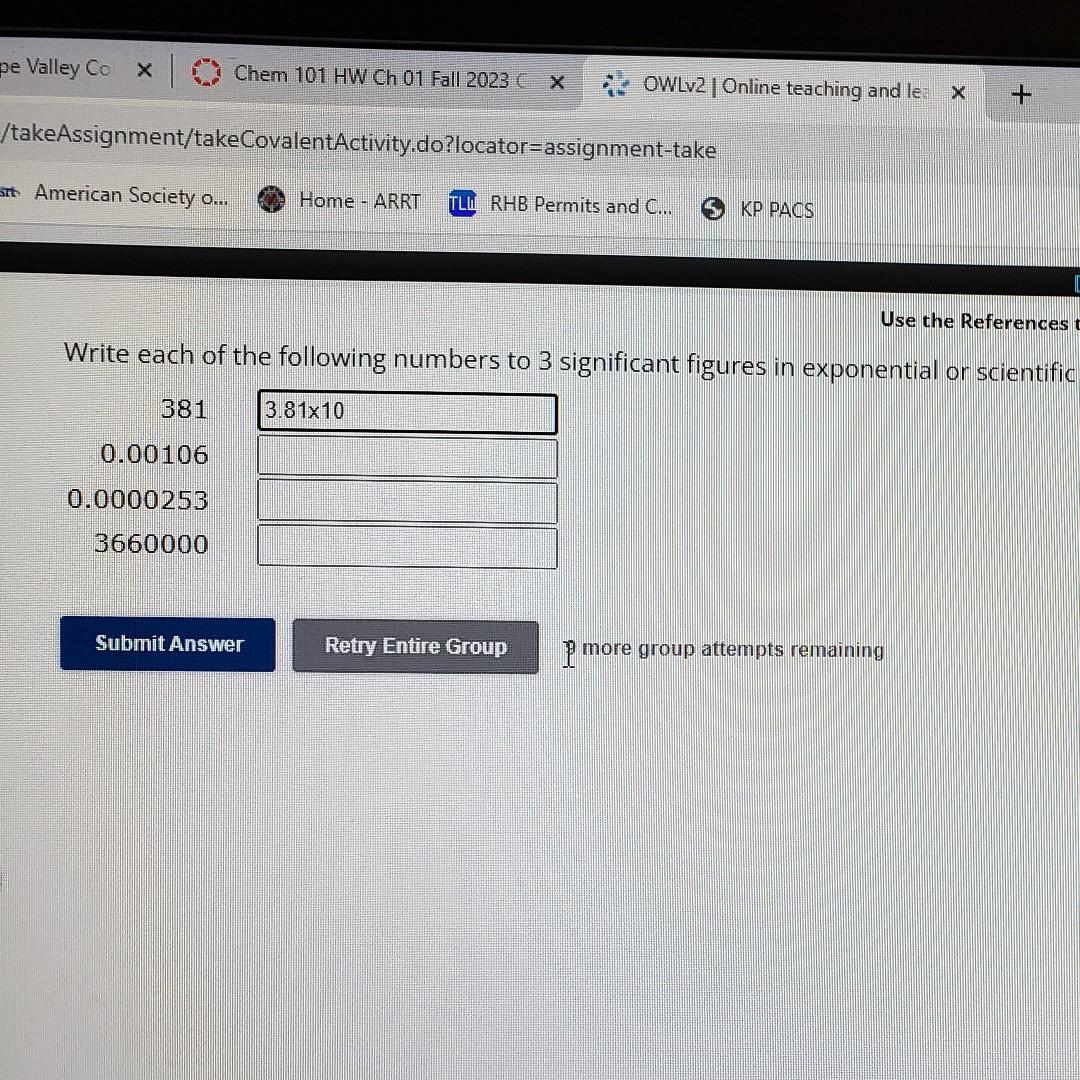 Solved Write each of the following numbers to 3 significant | Chegg.com