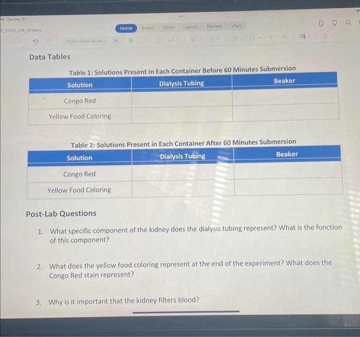 Solved Data Tables Tahla 1. Salutinnc Dracent in Each | Chegg.com