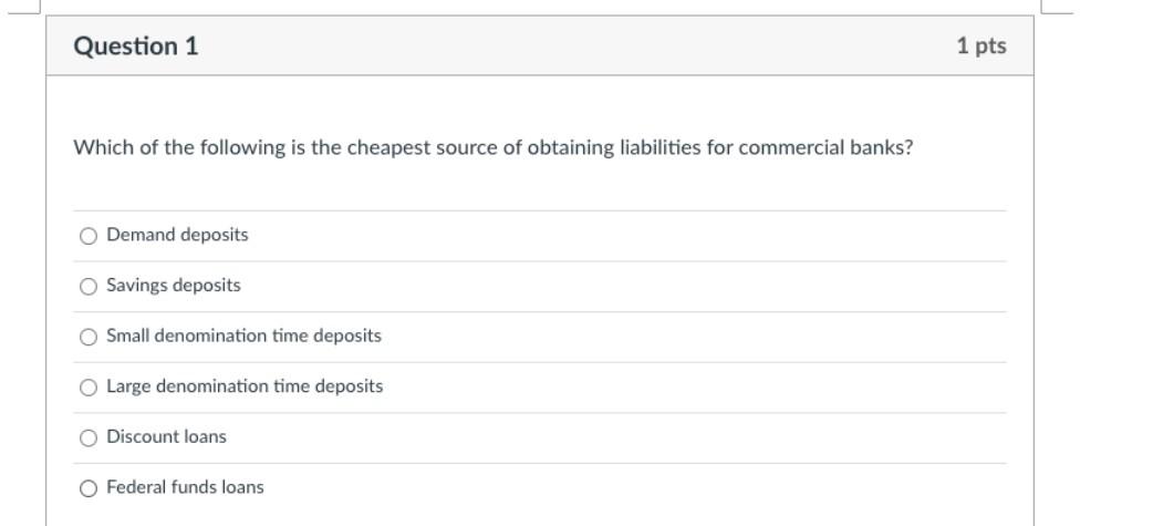 Solved Which of the following is the cheapest source of | Chegg.com
