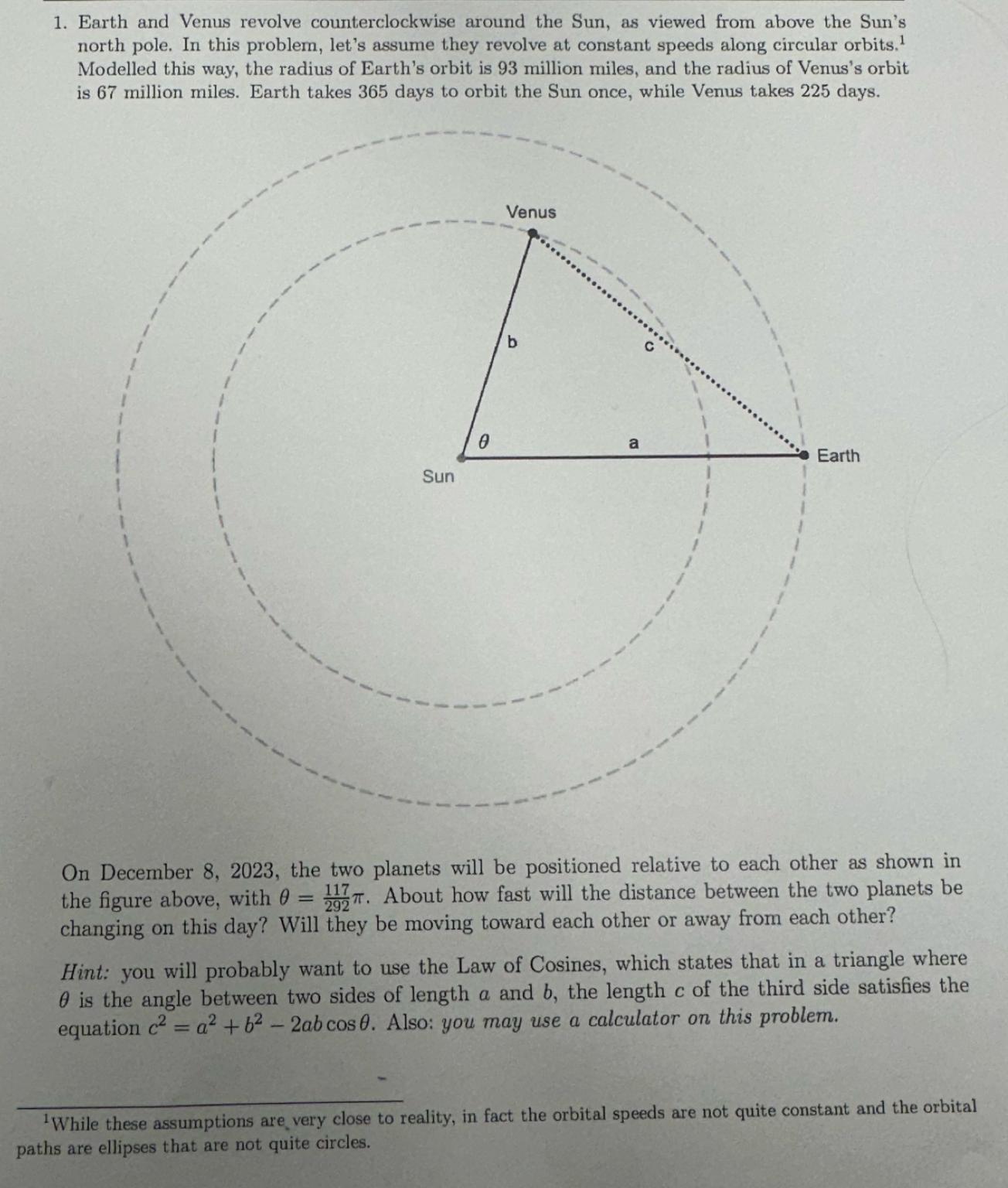 Solved Earth and Venus revolve counterclockwise around the | Chegg.com