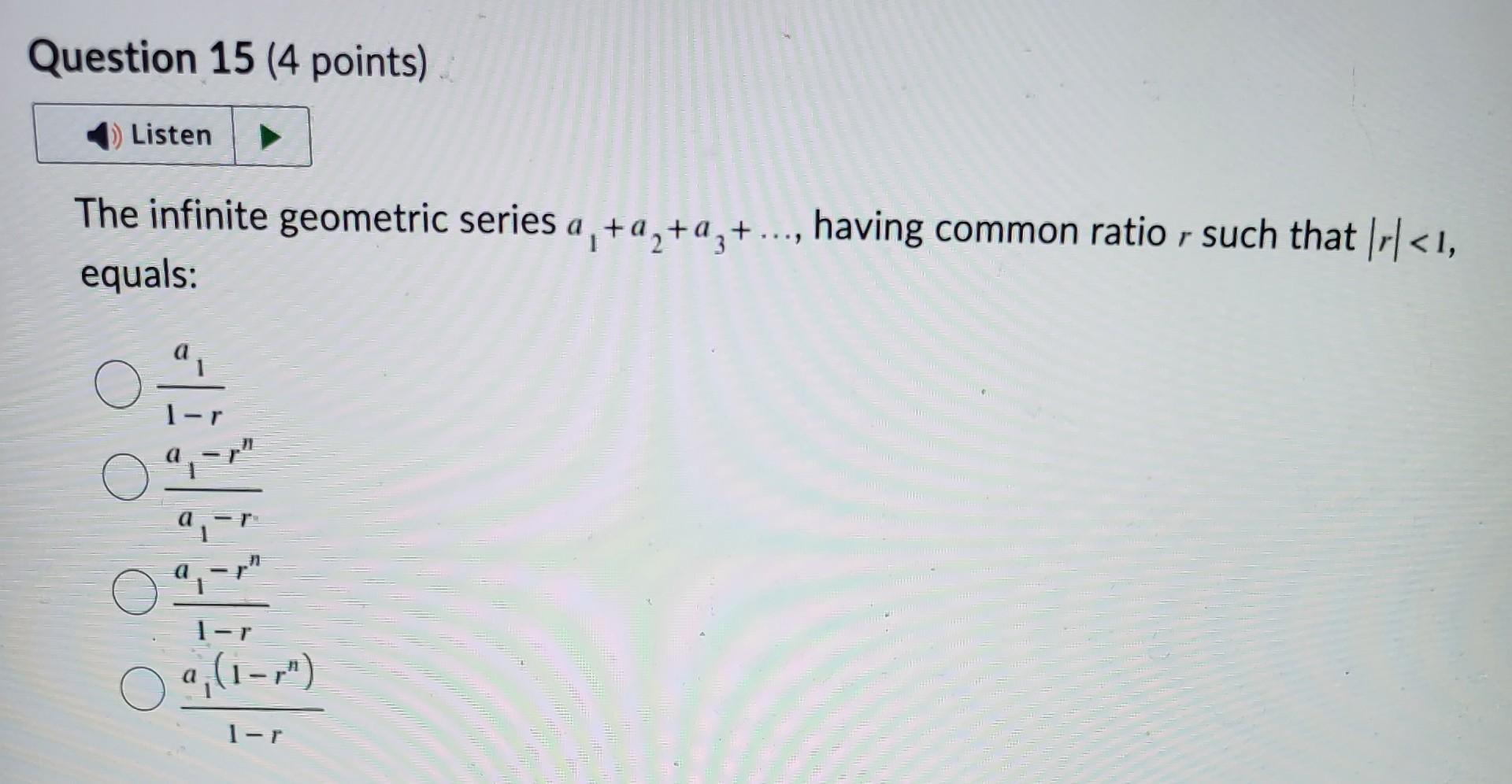 Solved The arithmetic series a1+a2+…+an, having common | Chegg.com