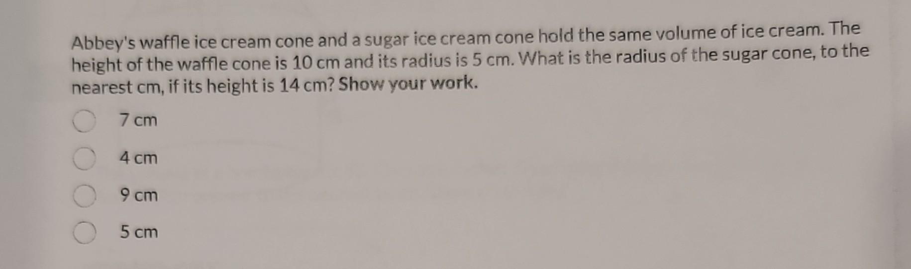 Solved Abbey's waffle ice cream cone and a sugar ice cream | Chegg.com