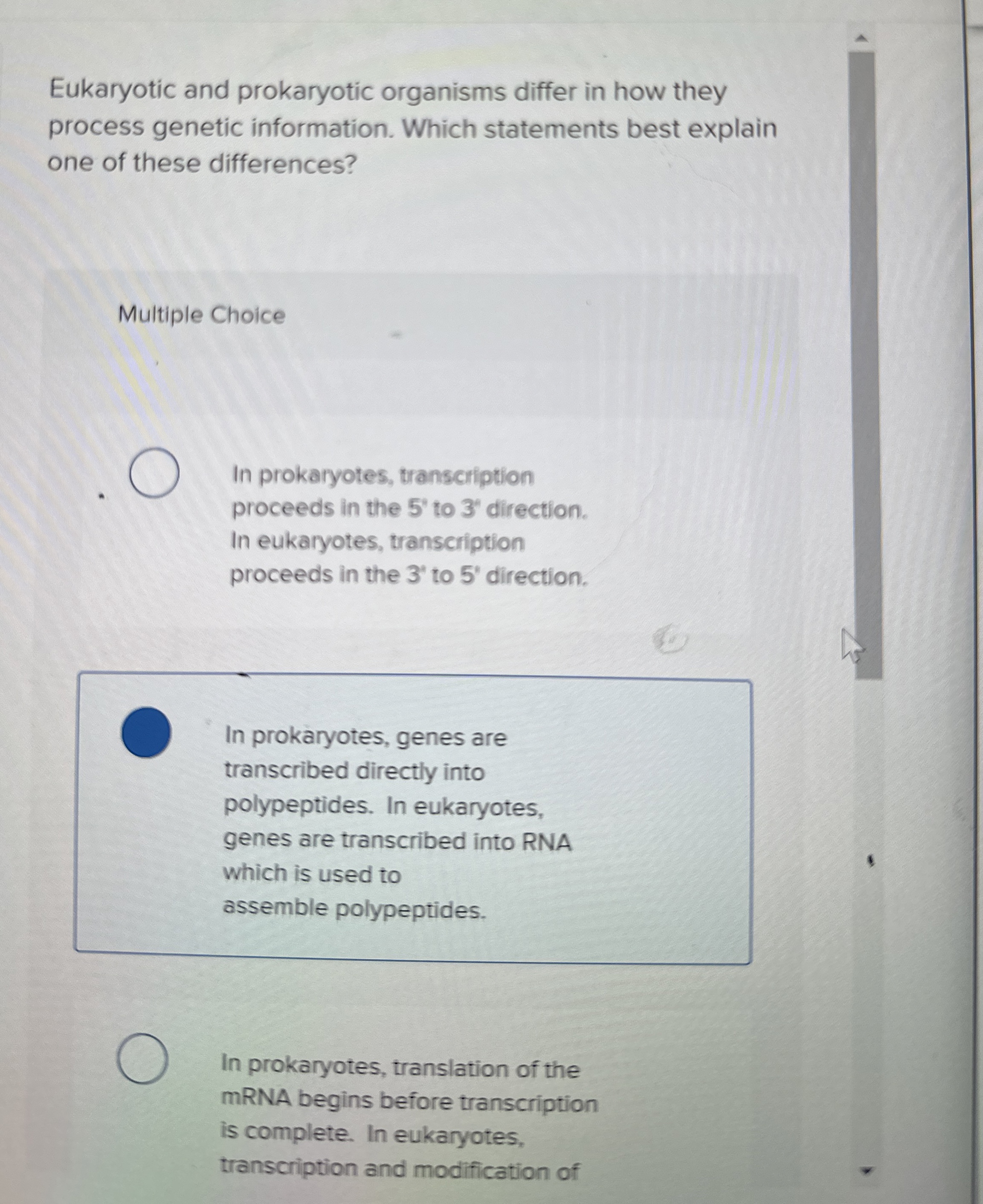 Solved Eukaryotic and prokaryotic organisms differ in how | Chegg.com