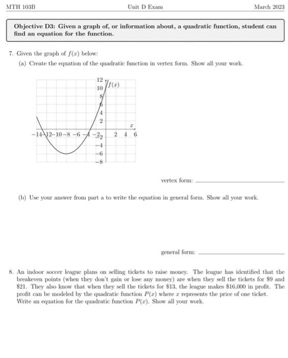 Solved Objective D3: Given a graph of, or information about, | Chegg.com