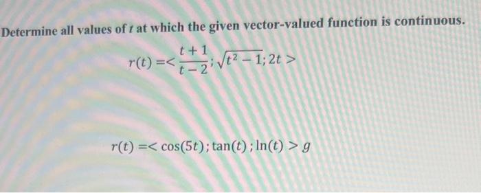 Solved Determine all values of t at which the given | Chegg.com