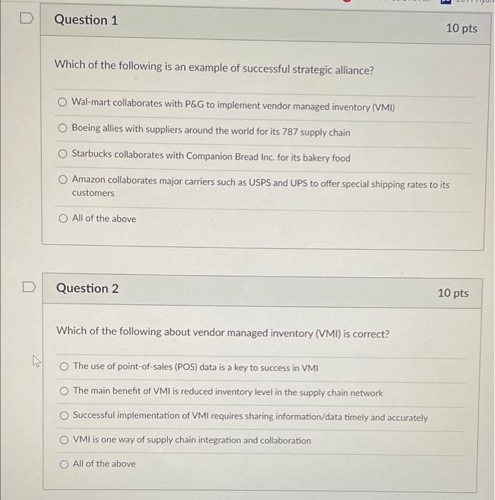 Solved D Question 1 10 pts Which of the following is an | Chegg.com
