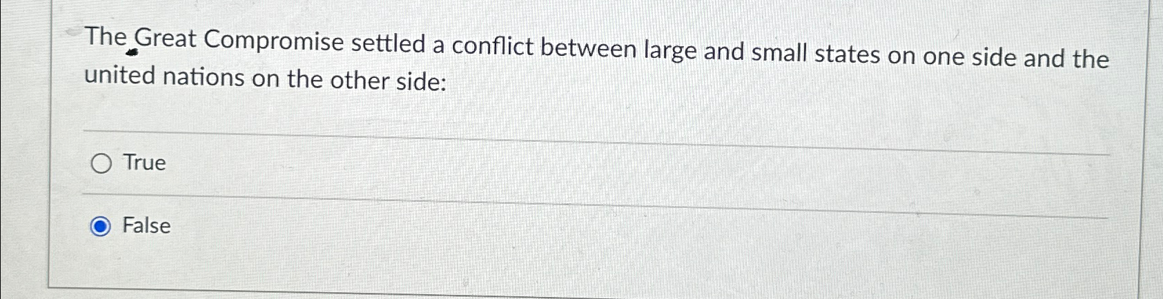 Solved The Great Compromise settled a conflict between large | Chegg.com