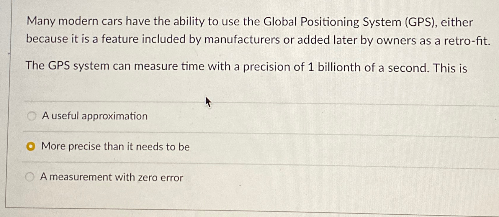 Solved Many modern cars have the ability to use the Global | Chegg.com