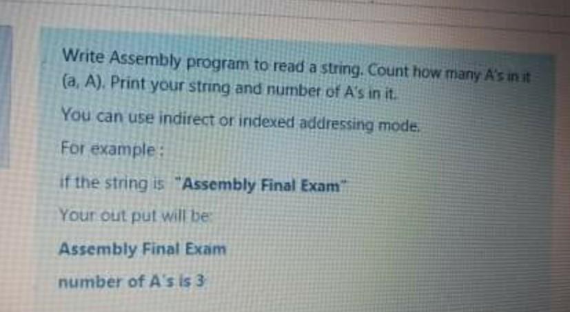 Solved Write Assembly Program To Read A String Count How 3920
