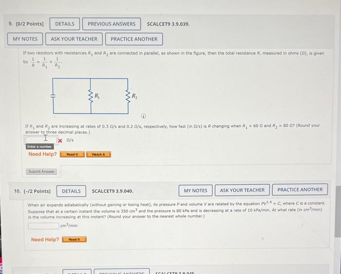 Solved If two resistors with resistences R1 and R2 are | Chegg.com