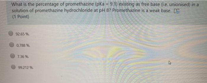 Solved What is the percentage of promethazine (pka = 9.1) | Chegg.com