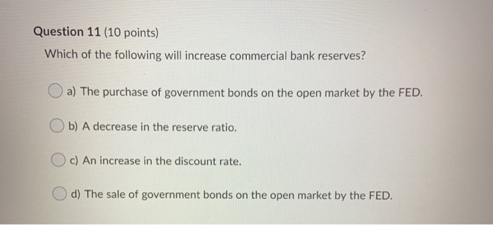 Solved Question 11 (10 points) Which of the following will | Chegg.com