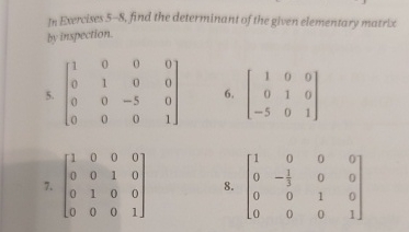 Solved In Exercises 5-8, ﻿find the determinant of the given | Chegg.com