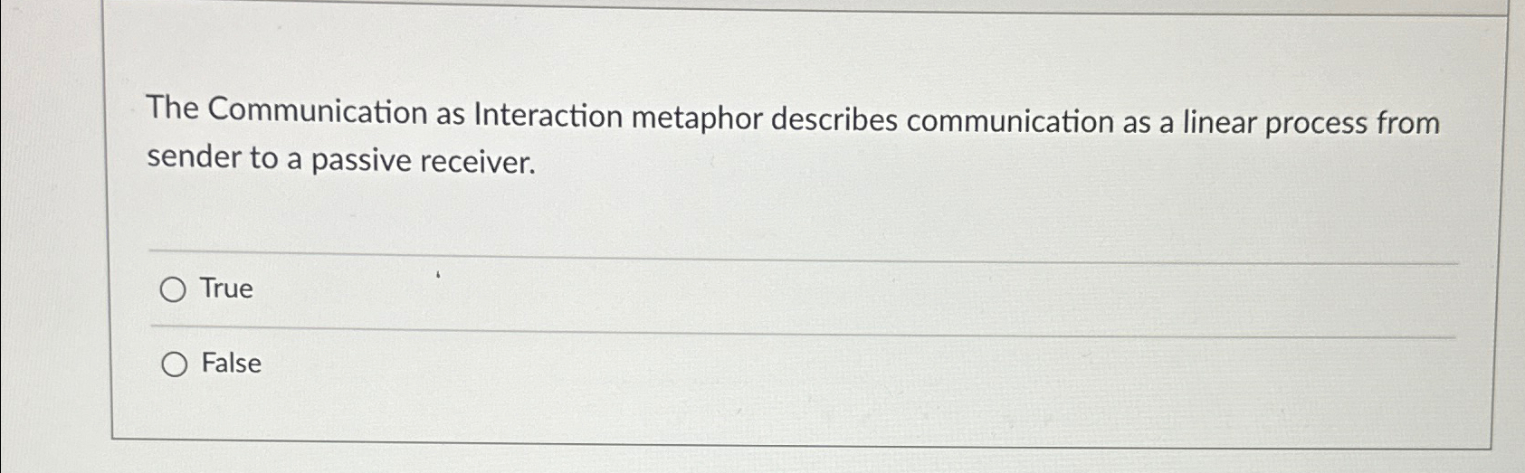 Solved The Communication as Interaction metaphor describes | Chegg.com