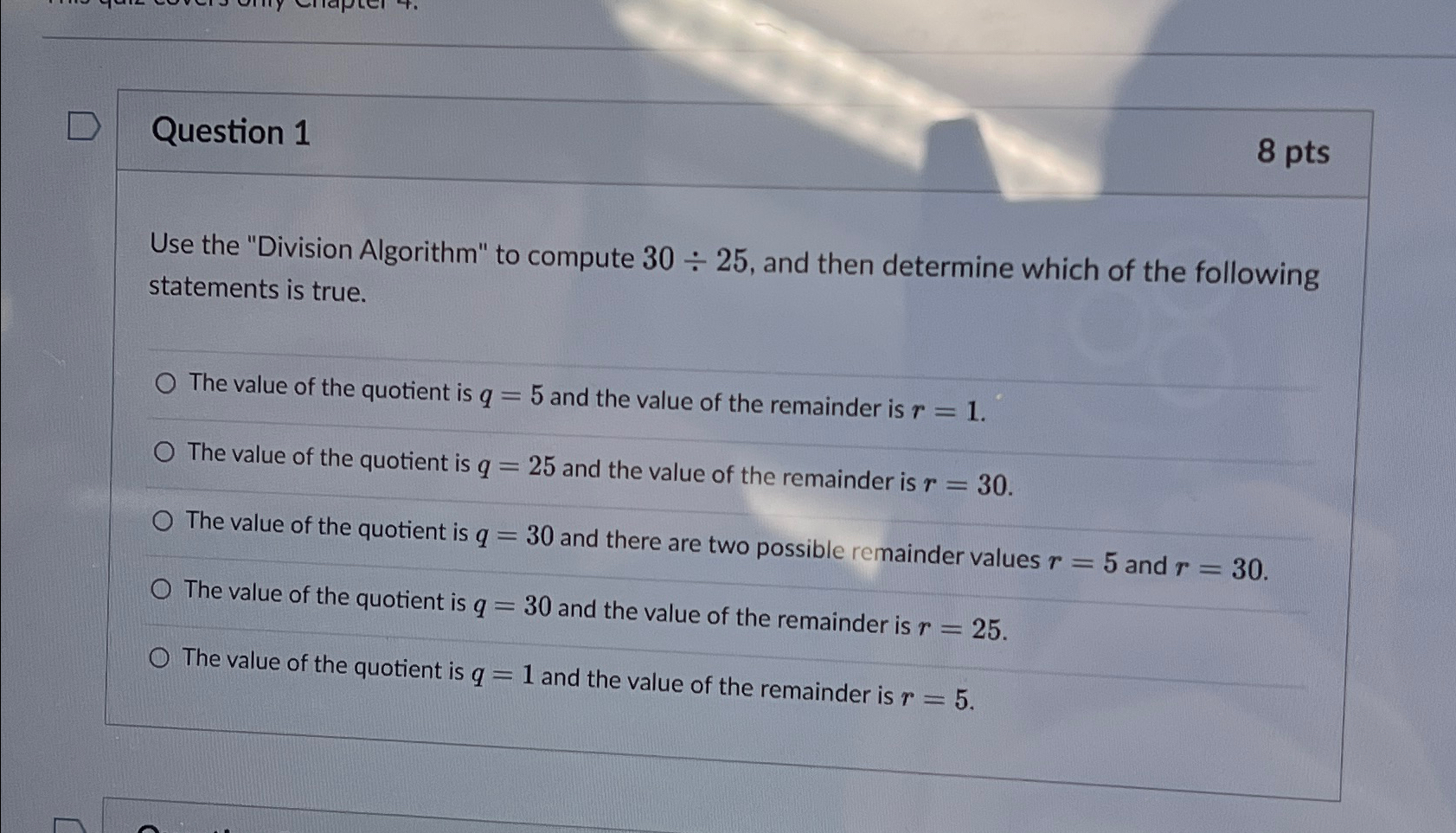 Solved Question 18 ﻿ptsUse the "Division Algorithm" to | Chegg.com