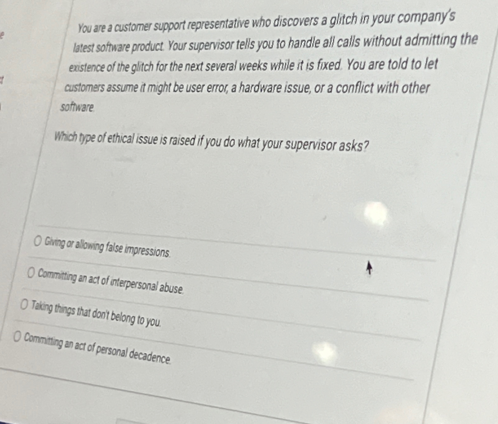 Solved You are a customer support representative who | Chegg.com